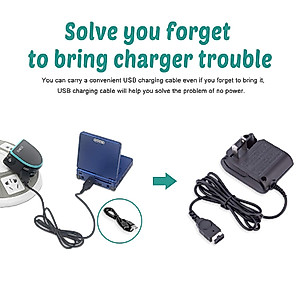 Xahpower Charger Bundle for Gameboy Advance SP, 1 Pack Charger and 1 Pack Charging Cable for Game Boy Advance SP Systems(GBA SP) and Nintendo DS