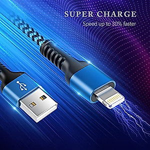 [3/6/10FT-5Pack] iPhone Charger Apple Certified Lighting Charge Cords Phone Power Data Cable Nylon Braided Fast Charging Wire for iPhone 13 12 Pro Max Mini 11 XR XS X 10 8 7 6s 6 Plus SE 2020, iPad