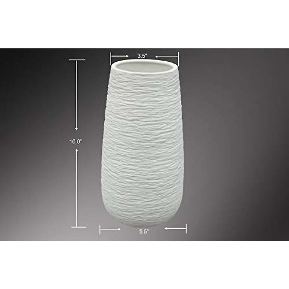 10 inch White Ceramic Vase for Flowers, Textured Modern Vase, Large Floral Vase, Minimalist Vase, Porcelain Flower Vase Home Décor, Elegant Bouquet Holder,Geometric Pattern Vases