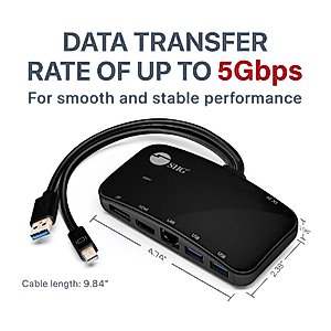 SIIG Mini DisplayPort Thunderbolt 2 1080p Video Dock/Docking Station - 1080p HDMI or DisplayPort (DP) - USB 3.0 and Gb Ethernet Adapter Hub for MacBook, Surface Pro 2/3/4/5 and Laptop(JU-H30412-S1),Black