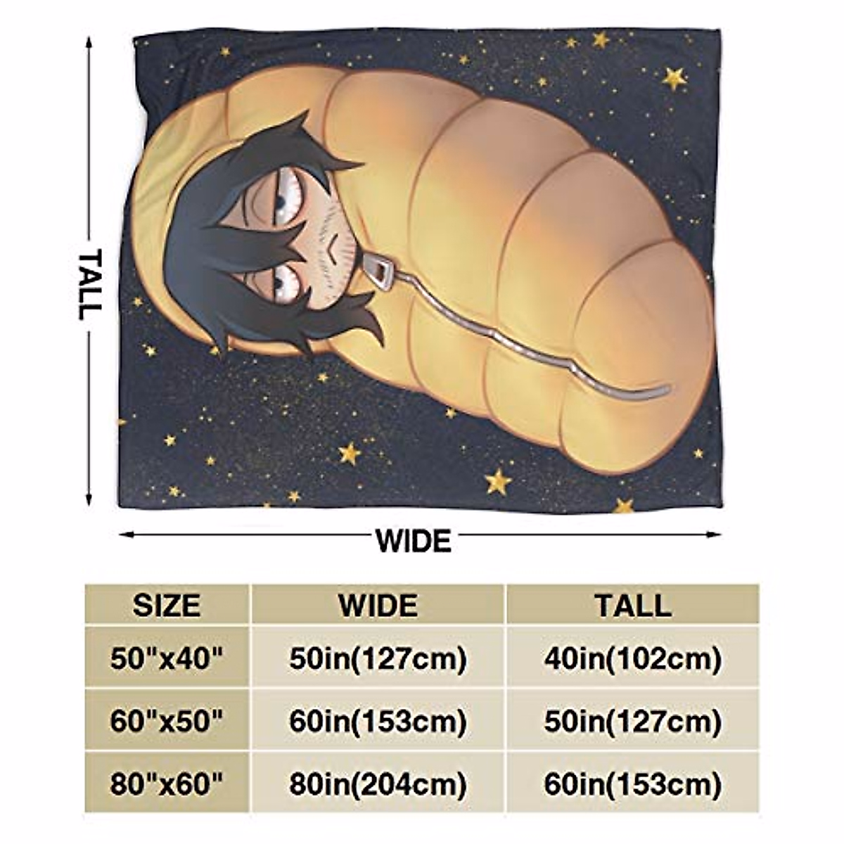 Darkt Burrito Shota Aizawa Flannel Air Conditioning Blanket Warm Throw Blanket Quilt Suitable All Seasons for Couch Bed Sofa 80x60 Inch for Adult
