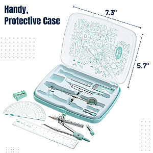 Mr. Pen- Geometry Set, 13 pcs, Compass for Geometry Compass, Geometry Kit Set with Shatterproof Storage Box, Math Compass, Geometry Set for School, Compass Math, Protractor and Compass Set