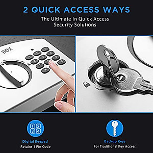Barska Portable Digital Keypad Lock Box – Secure Travel Safe for Valuables, Steel Construction, Removable Tethering Cable, Backup Keys & Batteries Included
