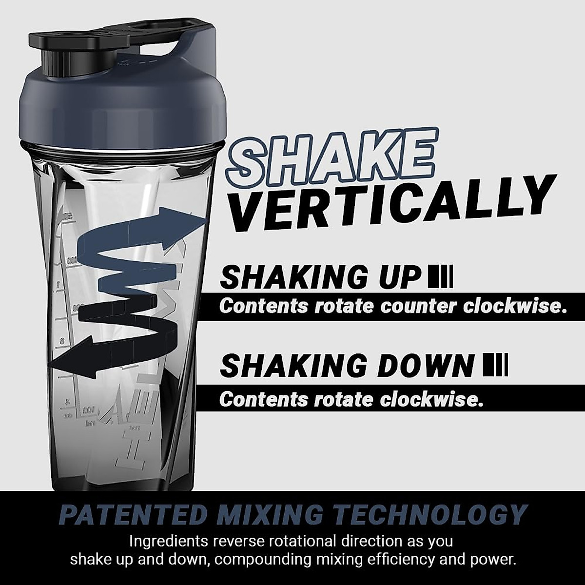 HELIMIX 2.0 Vortex Blender Shaker Bottle Holds upto 28oz | No Blending Ball or Whisk | USA Made | Portable Pre Workout Whey Protein Drink Shaker Cup | Mixes Cocktails Smoothies Shakes | Top Rack Safe