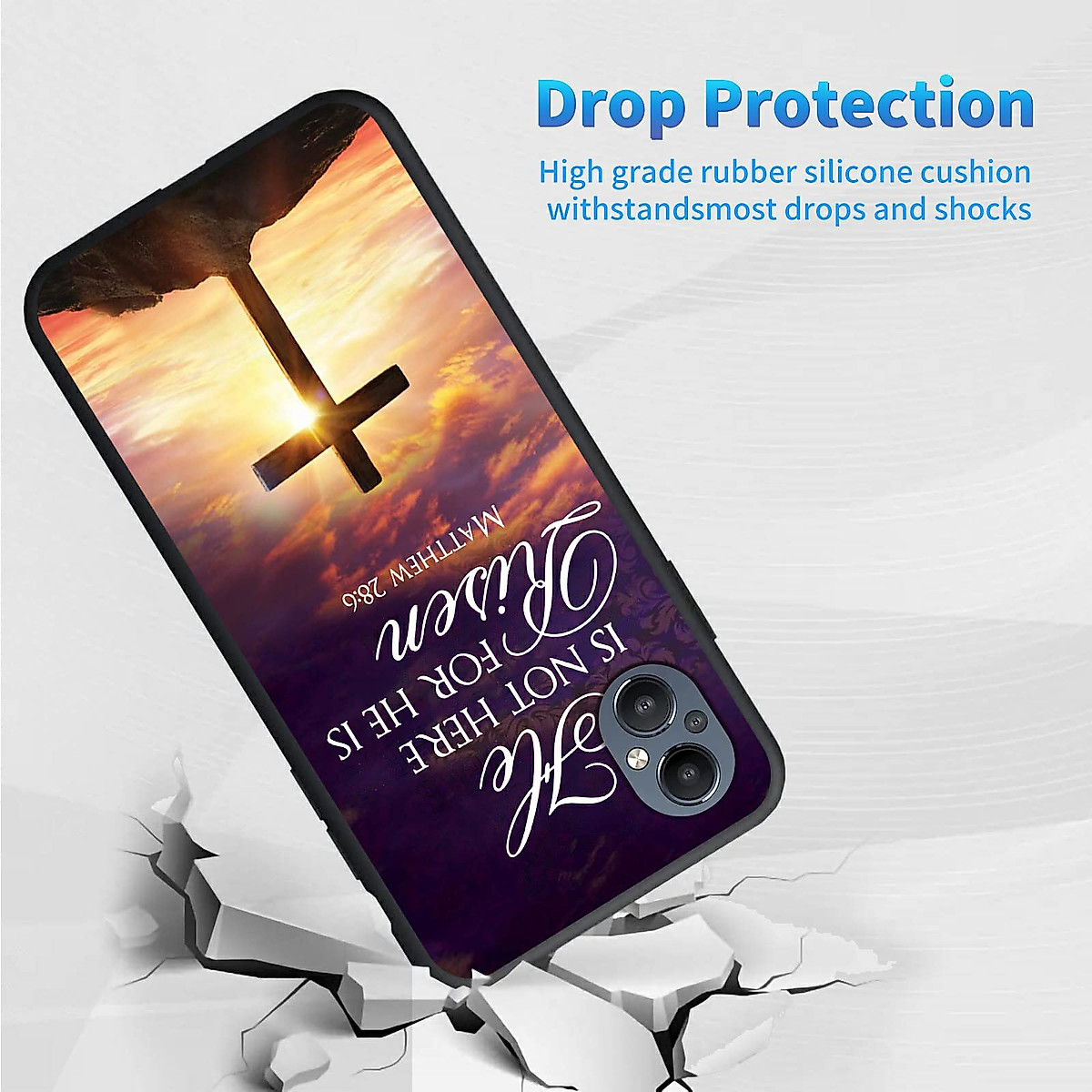 BREIDMKFM Case for OnePlus Nord N20 5G, for OnePlus Nord N20 5G Phone Case, Slim Lightweight Shockproof Soft Protective TPU Case Cover Fit for 1+ Nord N20 5G, Jesus Bible Cross Christian