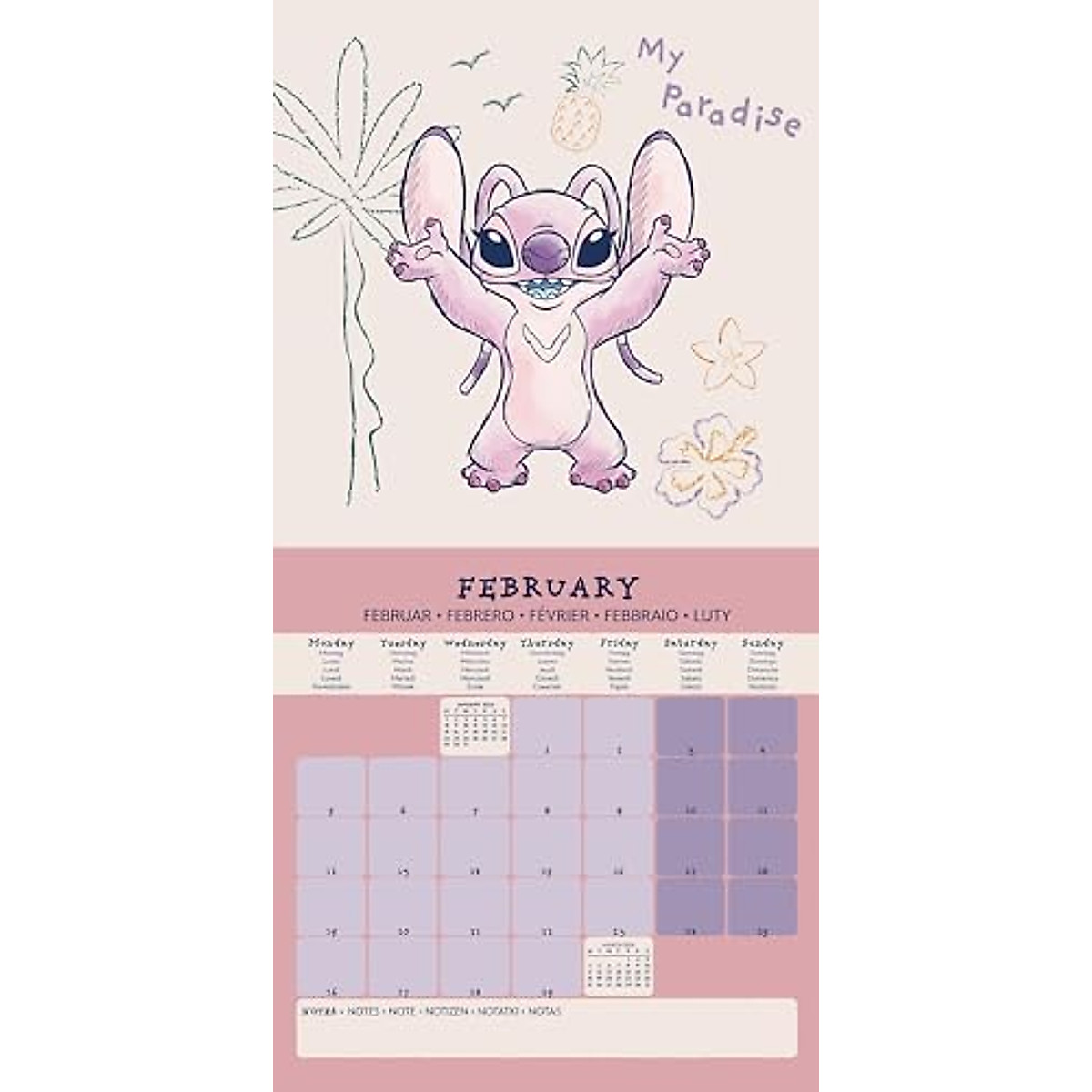 Lilo and Stitch Calendar 2024 - Month to a View Planner 30cm x 30cm - Official Merchandise