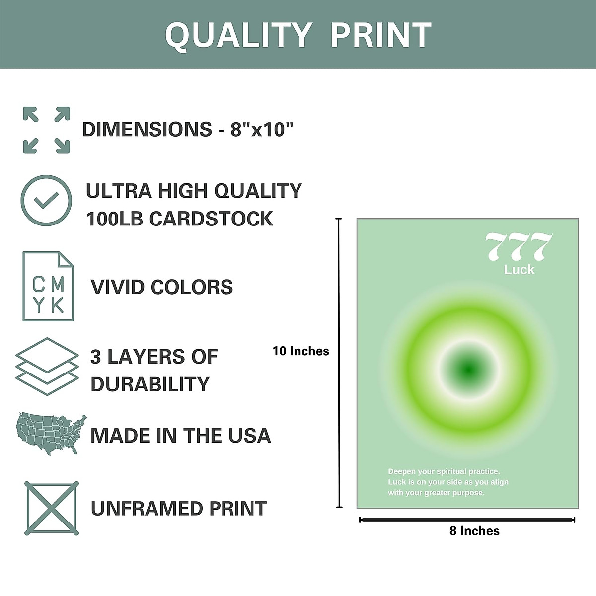 Angel Number 777 Art Print, Energy Aura Gradient Print, Spiritual Posters, Magical Spirit Guide, Divine Connection Wall Art - 8x10 in. LAMINATED - No Frame