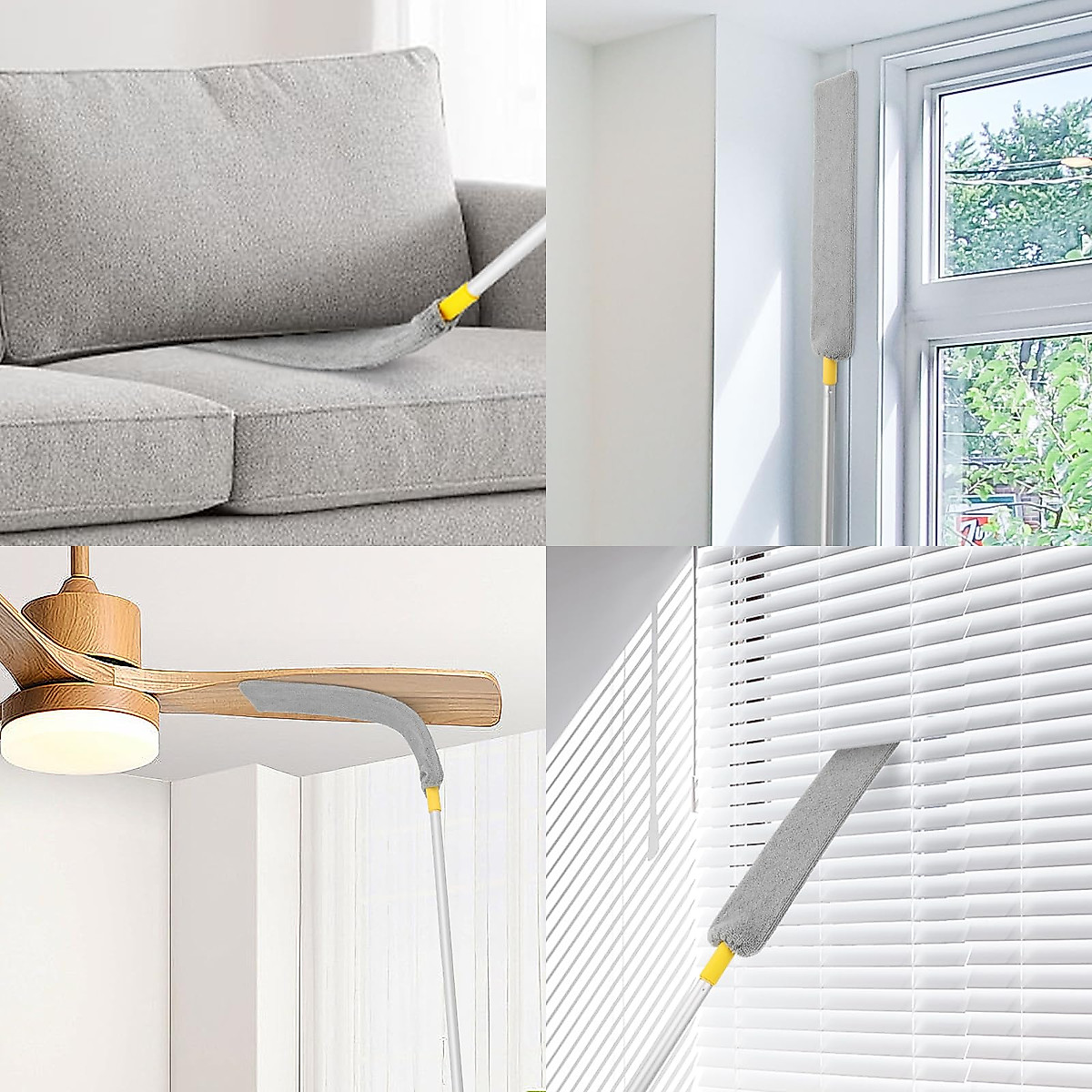 Retractable Gap Dust Cleaner with 71" Extension Long Handle, Under Fridge Cleaning Tool with 3 Washable Microfiber Dusting Cloths, Gap Dusters for Cleaning Under Appliance Refrigerator Furniture Couch