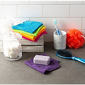 DII Basic Bulk Pack Cotton Washcloth Set, 12x12, Bright Rainbow, 24 Piece