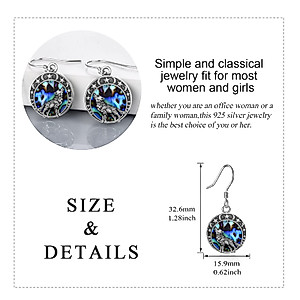 Wolf Earrings Gifts for Women Sterling Silver Wolf Moon Star Drop Dangle Earrings Jewelry Christmas Gifts For Women (Animal earrings-Wolf)