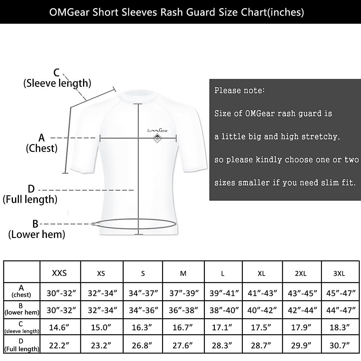 OMGear Rash Guard Swim Shirt Sun Block Short Long Sleeve Surf Tee Swimsuit Top (White(Short Sleeve), S)