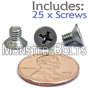 MonsterBolts - M4 x 6mm Phillips Flat Head, DIN 965, Stainless Steel, 25 Pack