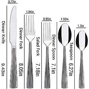 KOOMADE EMPIRE 40-Piece Silverware Set for 8, Mirror Polished Stainless Steel Flatware (Dinner, Salad Forks, Knives, Spoons, Teaspoons) Dishwasher Safe