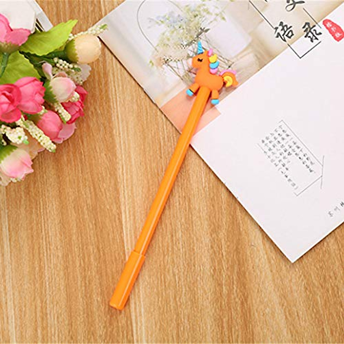 WIN-MARKET Animal Horse Gel Ink Pen Cute Kawaii Black Writing Pens Ballpoint Black Ink Gel Pen Party Gift Gel Ink Pens Funny School Stationery Office Supplies(6PCS)