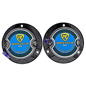 Pair Rockville RT5 2.8" Aluminum Car/Pro Tweeters w Titanium Diaphragm+Kapton VC, Silver