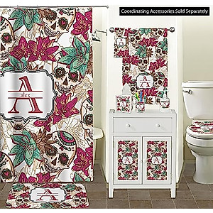 RNK Shops Sugar Skulls & Flowers Waste Basket - Single Sided (Black) (Personalized)