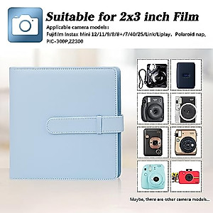 360 Pockets Photo Album for Fujifilm Instax Mini 12 11 9 8+ 8 90 40 EVO LiPlay Instant Camera, For Polaroid Snap/PIC-300/Z2300/ SocialMatic Instant Cameras & Zip Instant Printer (Pastel Blue)