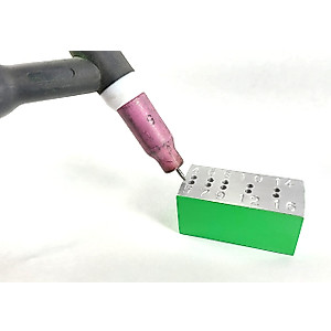 Highly Accurate Aluminum Tungsten Stick-out Gauge for TIG Welding, Wrapped in Lime Green Powder Paint. Made in USA