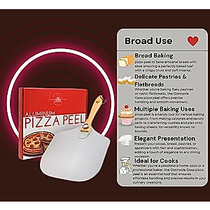 Connsole Casa Premium Pizza Peel - 12×14 inches - Professional Pizza Paddle for Oven and Grill - Aluminum Pizza Spatula Foldable Handle - Pizza Slider Shovel for Home and Restaurant