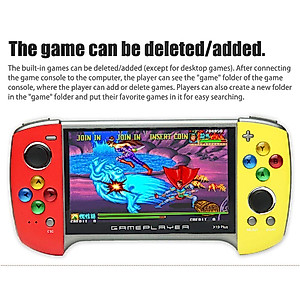 CZT New 5.1-inch Handheld Game Console Built-in 9100 Games Multiple simulators Game can be archived mp3/mp4 DV/DC E-Book Recorder Rechargeable Lithium Battery (Yellowred)