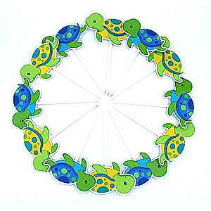 Baby Turtle Cupcake Toppers 12 PCS, Sea Turtle Cake Picks, Baby Shower, Animals Birthday Party Decorations Supplies, Ocean Sea Themed