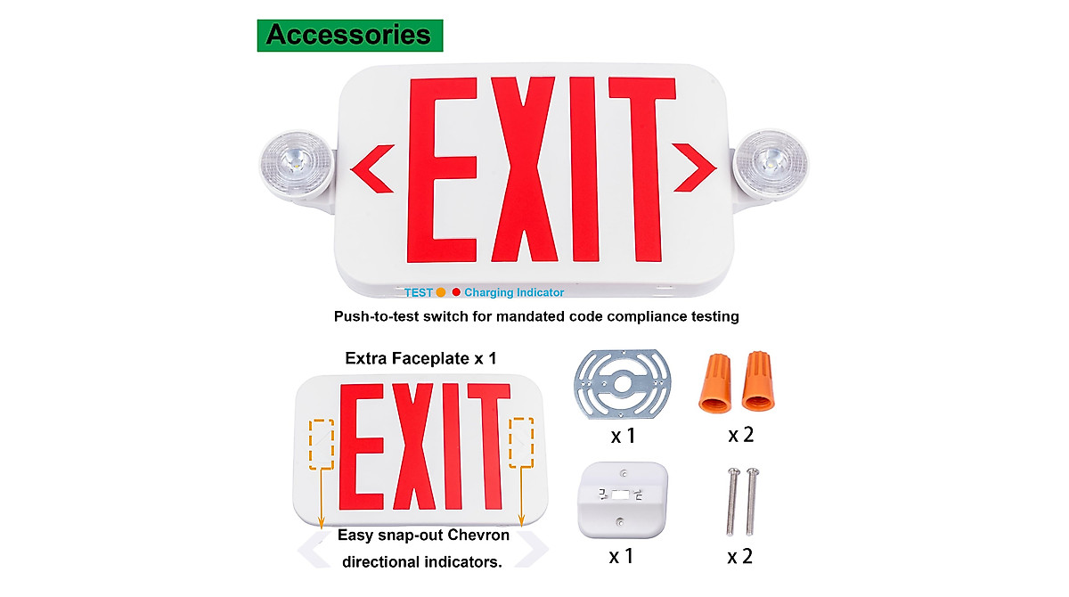 LIT-PaTH LED Exit Sign Combo with Adjustable Lights - UL Listed 4-Pack