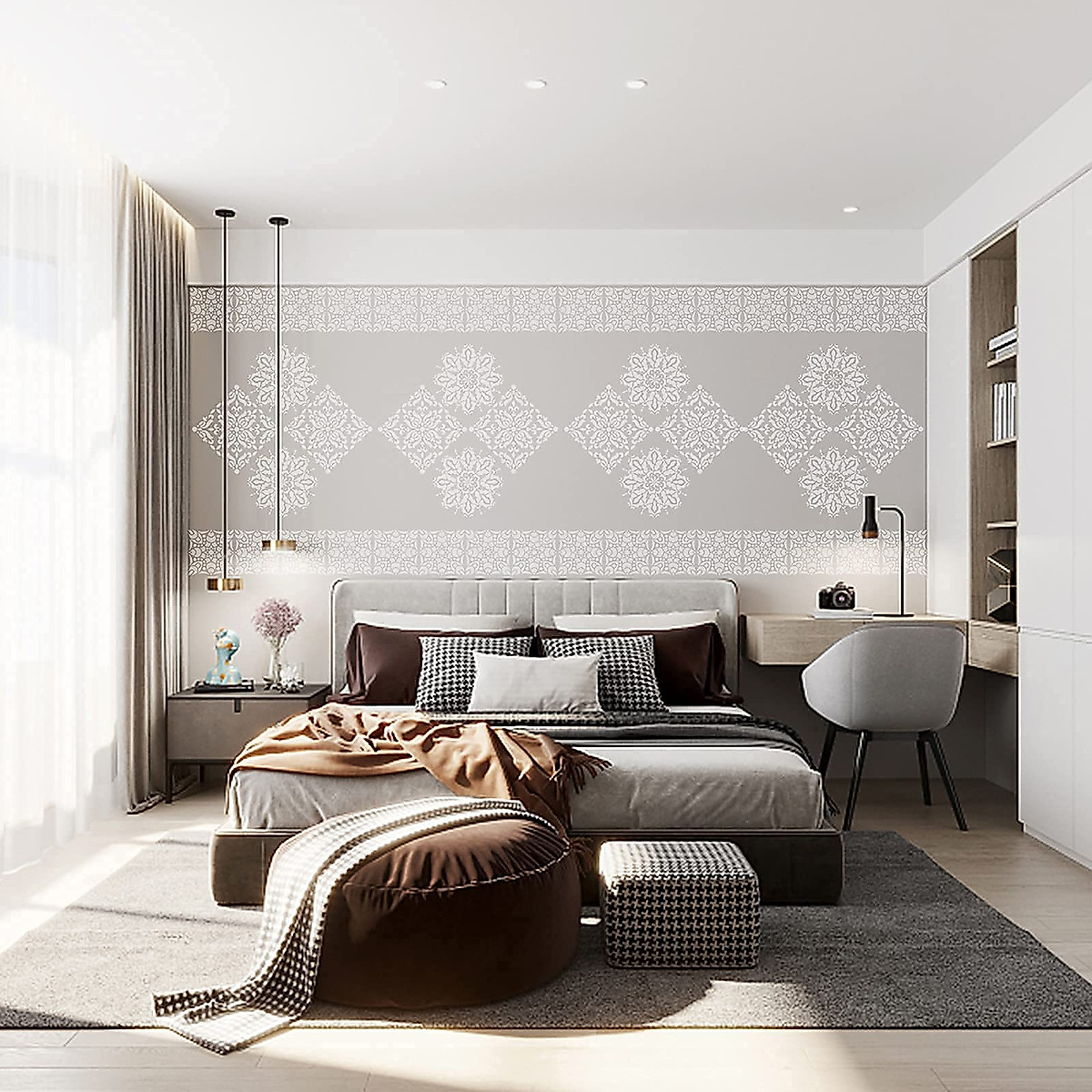 32 Pcs 6 x 6 inch Mandala Painting Stencils, Stencils for Painting on Wood, Rangoli Stencils, Art Supplies, Flower Stencils Painting Template for Floor Wall Tile Fabric Wood Stencils DIY Decor