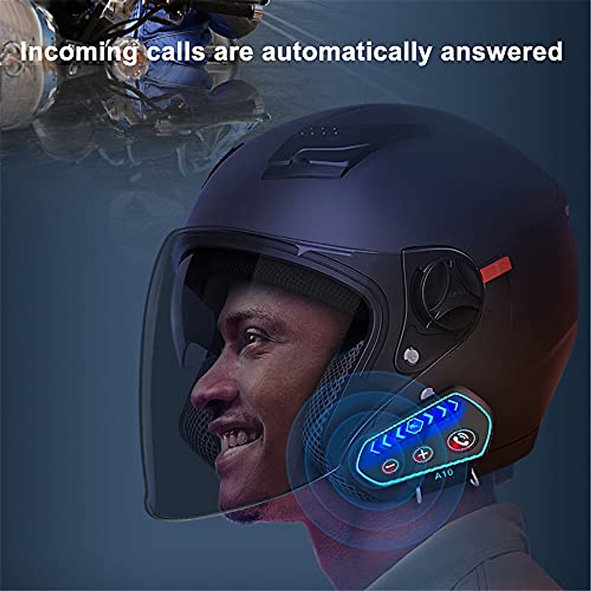 Motorcycle Helmet Bluetooth Headset,Outdoor Bluetooth headphones for Helmet,160 Hrs Riding Bluetooth Speaker Helmet, A10 Motorbike Helmet Communication System (Waterproof/Handsfree/Stereo Music/GPS)