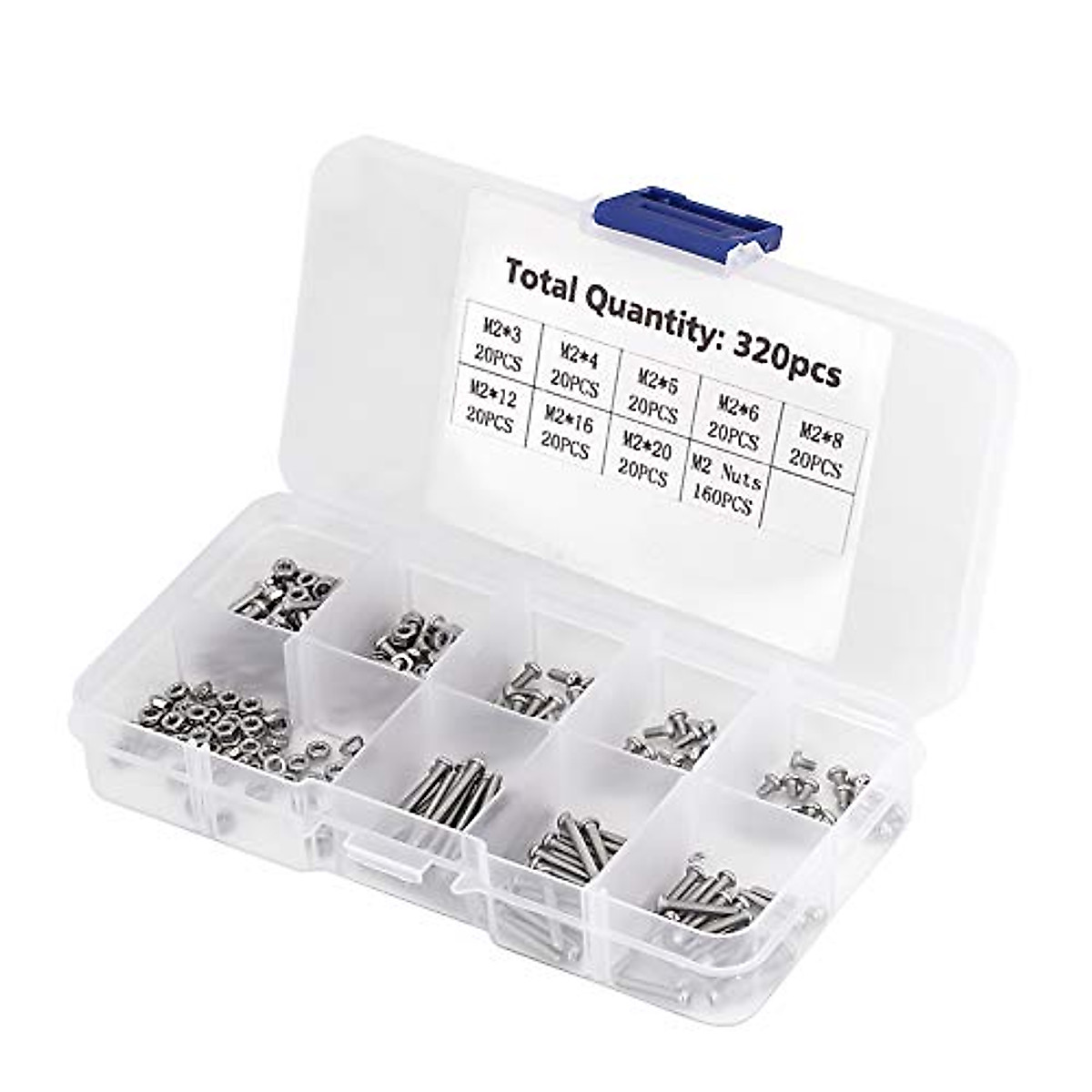 Crews Set, High Hardness Resistance Durable 320pcs M2 Machine Screws Set Fasteners for Laptop/Hard Disk/Keyboard/Phone/PC
