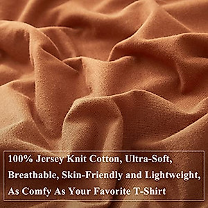 EAVD Modern Style Pumpkin Color Duvet Cover Twin Soft 100% Jersey Knit Cotton Caramel Pumpkin Boho Bedding Set 1 Twin Duvet Cover with 2 Pilllowcases Solid Duvet Cover with Zipper Closure