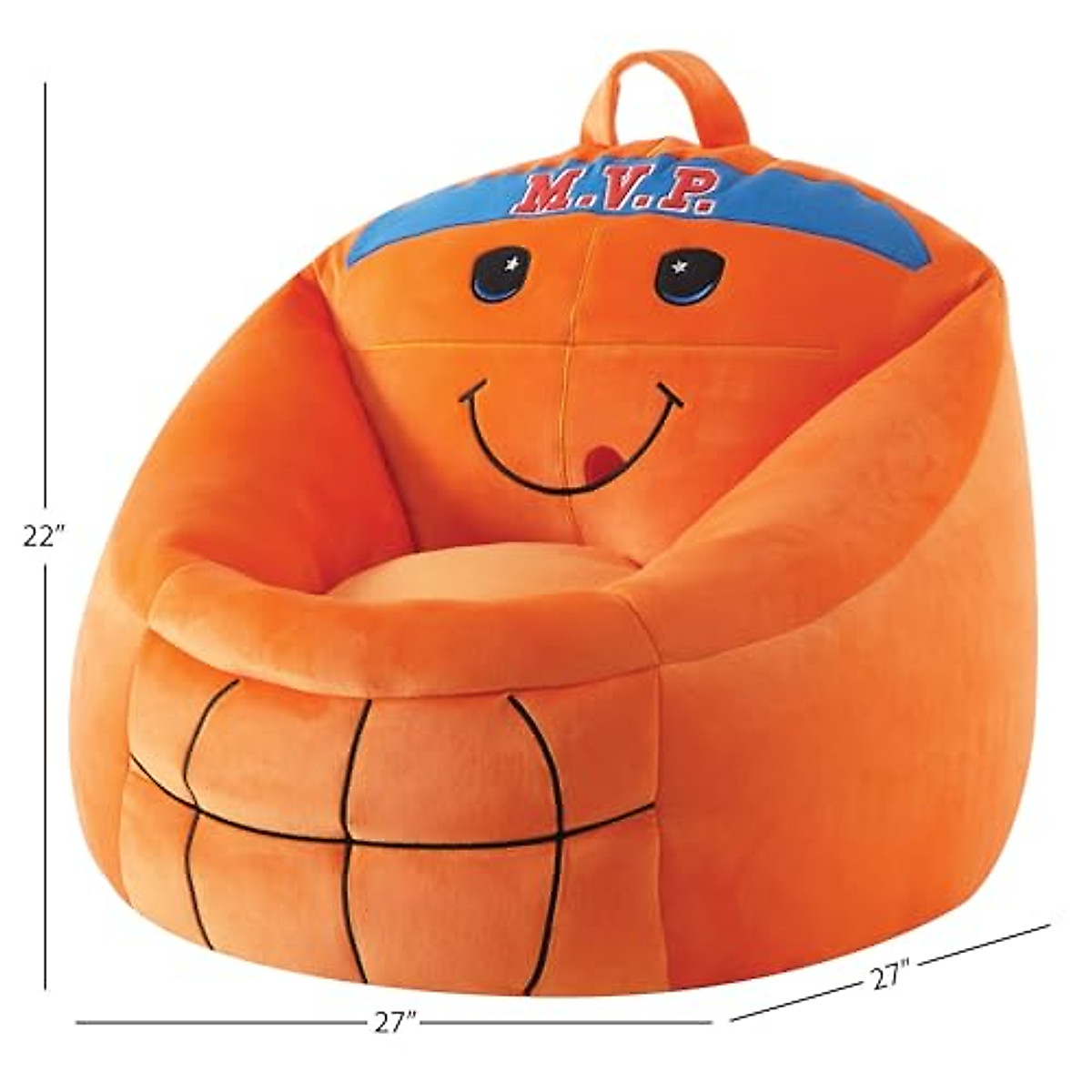 Heritage Kids Micromink Squishy Bean Bag Chair for Kids Ages 3+, Basketball