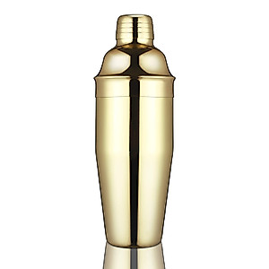 Etens Gold Cocktail Shaker, Martini Shaker 24oz with Built-in Strainer for Bartender Bartending, Bar Shakers Tin for Drinks Mixing | Golden | Stainless Steel | Cobbler