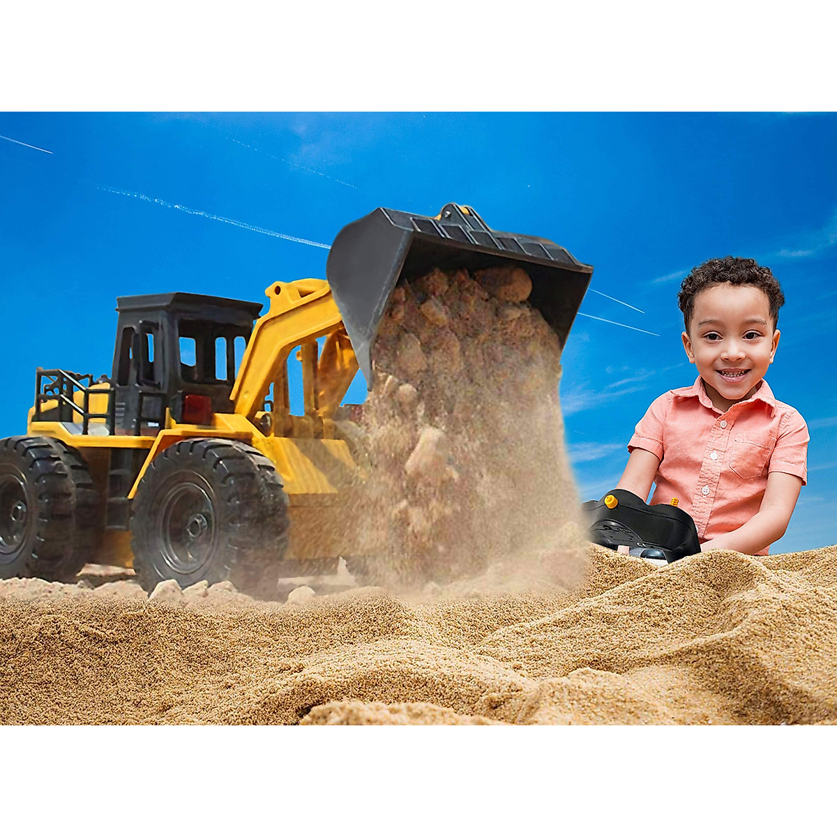 Top Race 6 Channel Full Functional Front Loader RC Remote Control Construction Toy Tractor Lights and Sounds 2.4Ghz Remote Control Tractor Toys Remote Control Bulldozer RC Construction Vehicles Boy