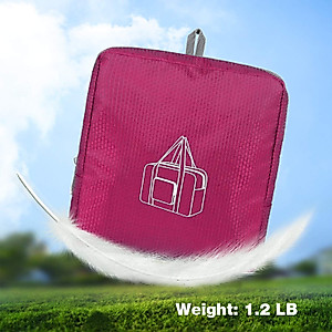 WANDF 24" Foldable Duffle Bag 60L for Travel Gym Sports Lightweight Luggage Duffel 24 inches (60 Liter), Fuchsia 24"