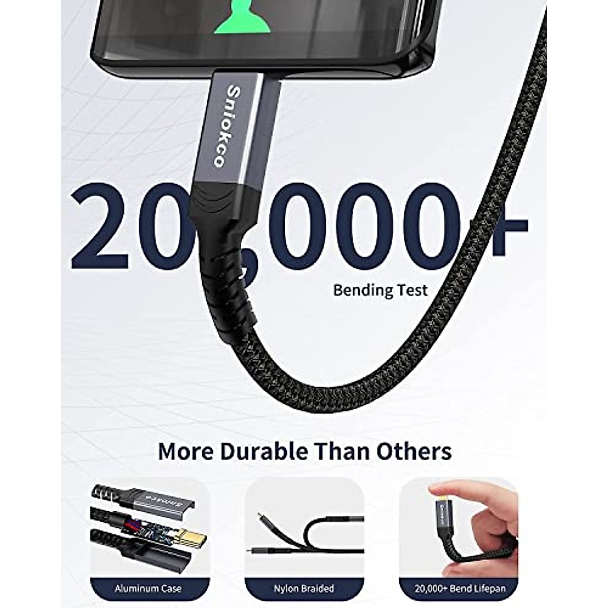 Sniokco USB4 Cable 6.6FT, USB C to USB C Cable 40Gbps with Emarker for Thunderbolt 4/3 USB C 3.2 Gen2*2 PD3.1 240W 100W Data Sync Charger Video Audio for Monitor Display PC Laptops iPhone16 15 MacBook