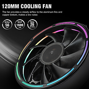 Vetroo M2 CPU Cooler, Black Aluminum Fins LED Ring Lighting Hydraulic Bearing 90W TDP Air Cooler for Intel LGA 1700/1200 & AM5/AM4/AM3+/AM3/115X