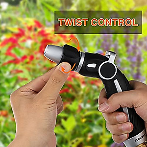 Flemoon Garden Hose Nozzle Sprayer, High Pressure, Heavy Duty Metal, Thumb Flow Control, Leak Free, Metal Water Hose Nozzle Spray to Wash Cars and Clean Floors, Silver