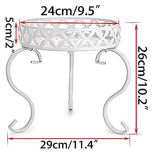 OwnMy Metal Round Plant Stand Rustproof Iron Flower Pot Holder, Modern Plant Stand Plant Display Potted Rack, Indoor Outdoor Plant Stand Heavy Duty Plant Holder for Home, Garden, Plant Lovers (White)