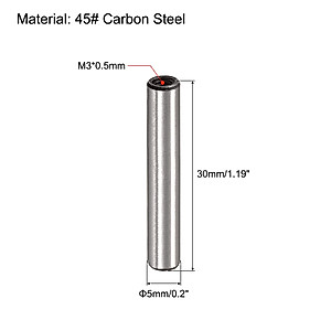 uxcell M3 Internal Thread Dowel Pin 10pcs 5x30mm Chamfering Flat Carbon Steel Cylindrical Pin Bed Bookshelf Metal Devices Industrial Pins
