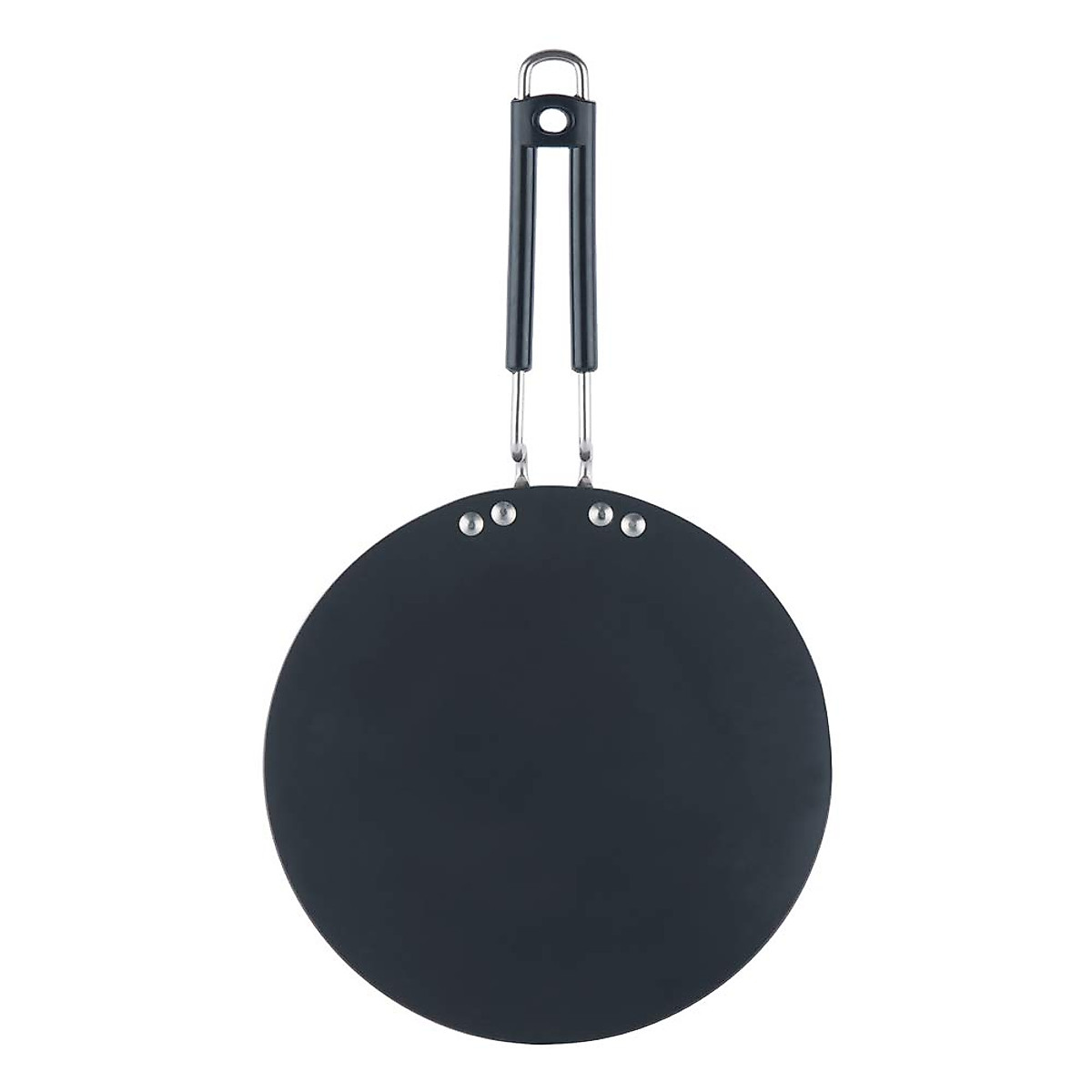 Vinod Hard Anodized Tawa - 30cm (5.25 mm Thickness) with Triple Riveted and Virgin Bakelite Handle (Induction and Gas Stove Friendly), ISI Certified - Black