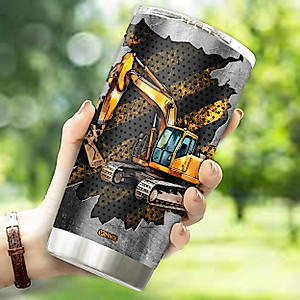 WONWIX Heavy Equipment Operator Gifts for Men Women Christmas Birthday Fathers Mothers Day Valentine 20oz Insulated Stainless Steel Coffee Cup Travel Mug Tumbler Gift for Husband