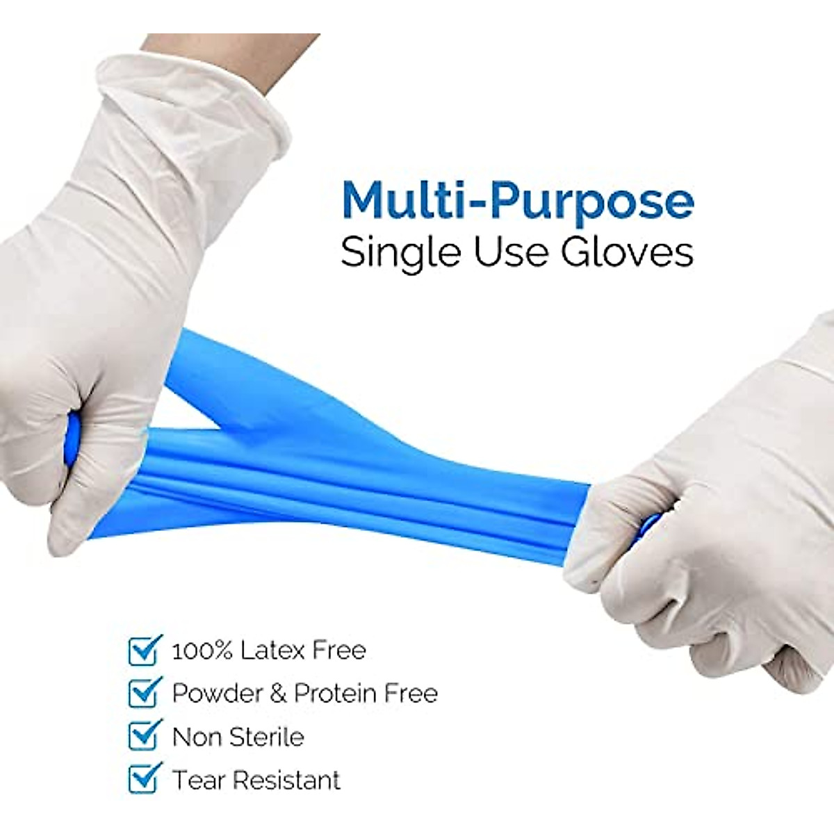 Basic Disposable Vinyl Exam Gloves 100Pcs,XL Size,Cleaning Gloves,Food Service Gloves,Powder Free,Latex Free,Non-Sterile for All Purposes Gloves,Blue (BMPF3004B)