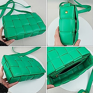 JBB Women Woven Padded Cassette Crossbody Bags Purse Shoulder Handbags Small Square Bag Designer Handbag Clutch Green