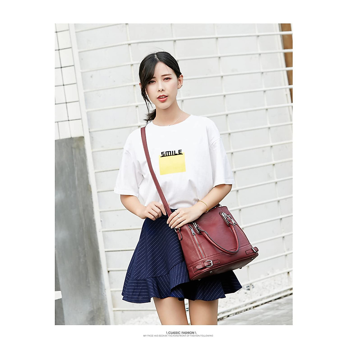 Women's Handbag Tote Bag Large Capacity Women's Shoulder Bag Crossbody Bag (Wine Red)