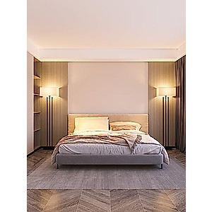 addlon Floor lamp for Living Room, Modern Standing lamp with Linen Shade, Decorative Simple Design Floor Lamps for Bedroom and Office - Black