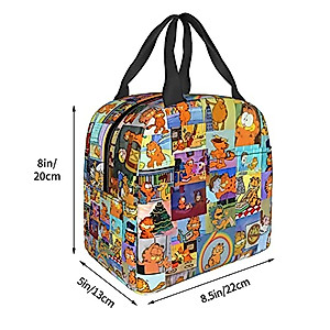 lxiygzu Garfield Overload Lunch Bag Reusable Insulated Cooler Lunch Box Cute Leakproof Thermal Lunch Tote Bag For Work Picnic Beach Office