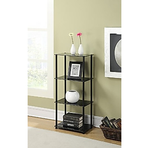 Convenience Concepts Designs2Go Classic Glass 4 Tier Tower, Black Glass
