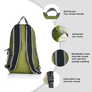 Outlander Packable Handy Lightweight Travel Hiking Backpack Daypack, Green