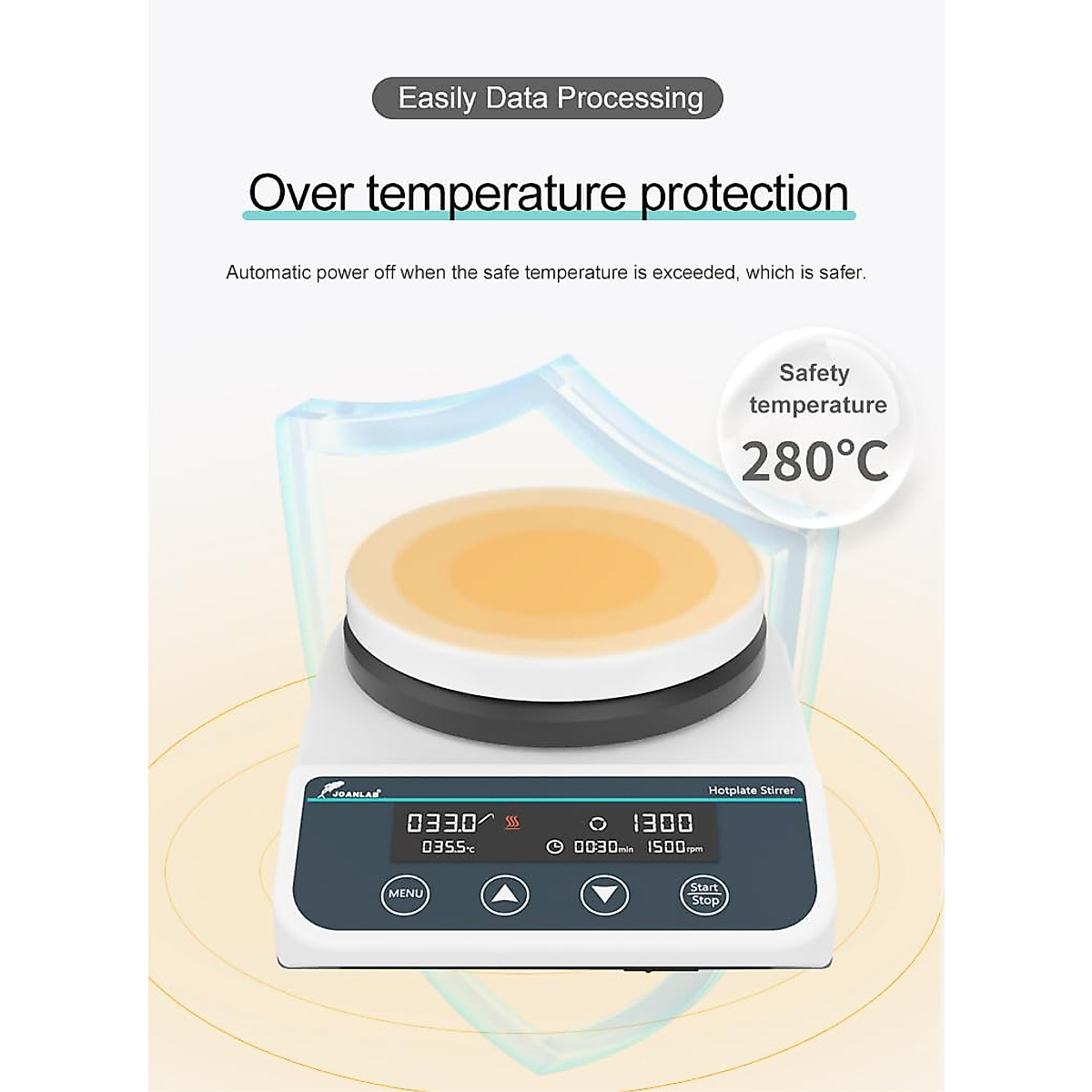 Digital Magnetic Stirrer Hot Plate Ceramic Coated Lab Hotplate Magnetic Stirrer Mixer 3000ml | 50-1500rpm Temp Probe Sensor and Stand Included