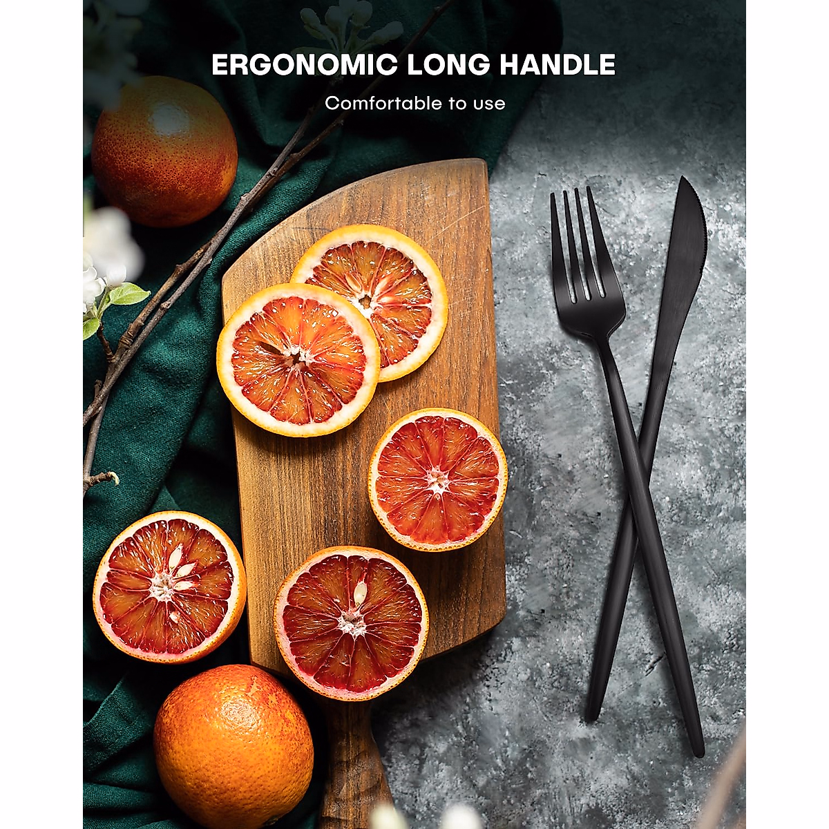 EUIRIO 30-Piece Silverware Set for 6, Stainless Steel Flatware Set Matte Black, Modern Brushed Thick Cutlery Set with Spoons Forks and Knives, Utensil Sets for Home Kitchen Hotel, Dishwasher Safe